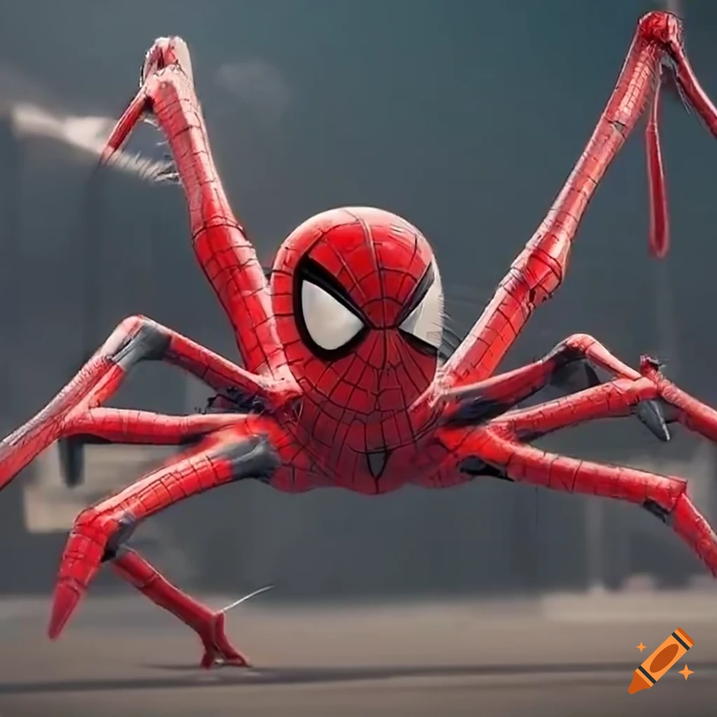 Spiderman depicted as a real spider on Craiyon