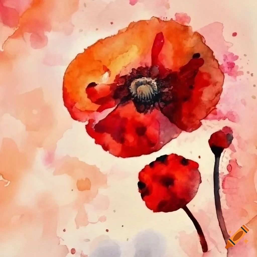 Abstract poppy flowers painting in watercolor on Craiyon
