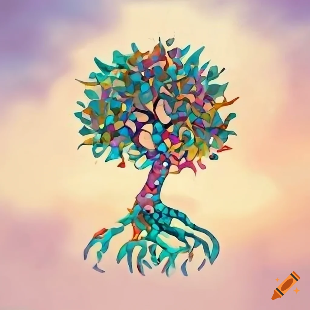 Colorful olive tree logo inspired by gaudi mosaics on Craiyon