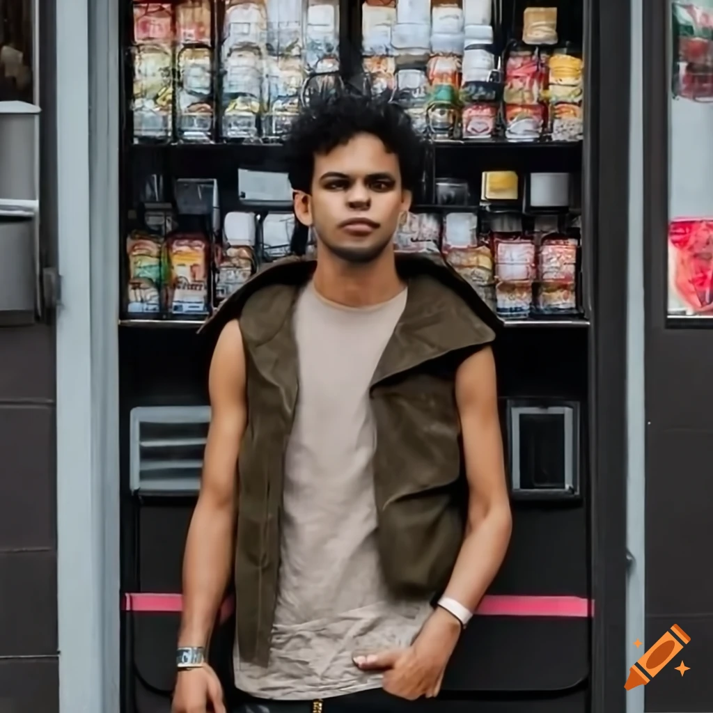 Man with arabic features in traditional attire at a coffee vending stall on Craiyon