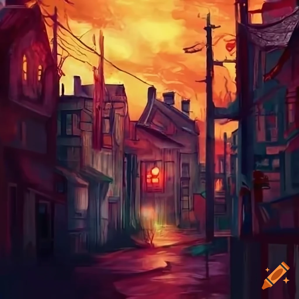 Psychological horror town on Craiyon