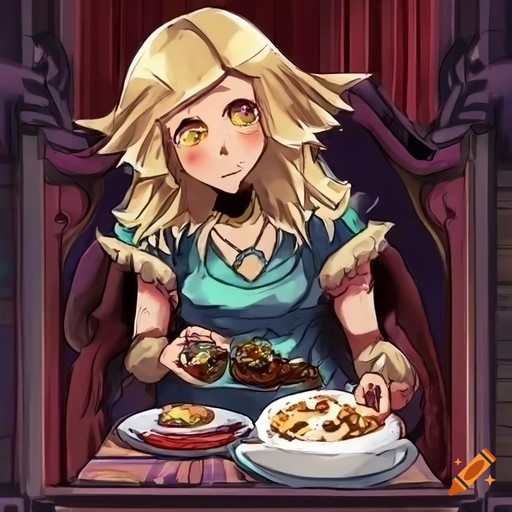 Halfling serving food with animated squirrels beneath her skin in a yu ...