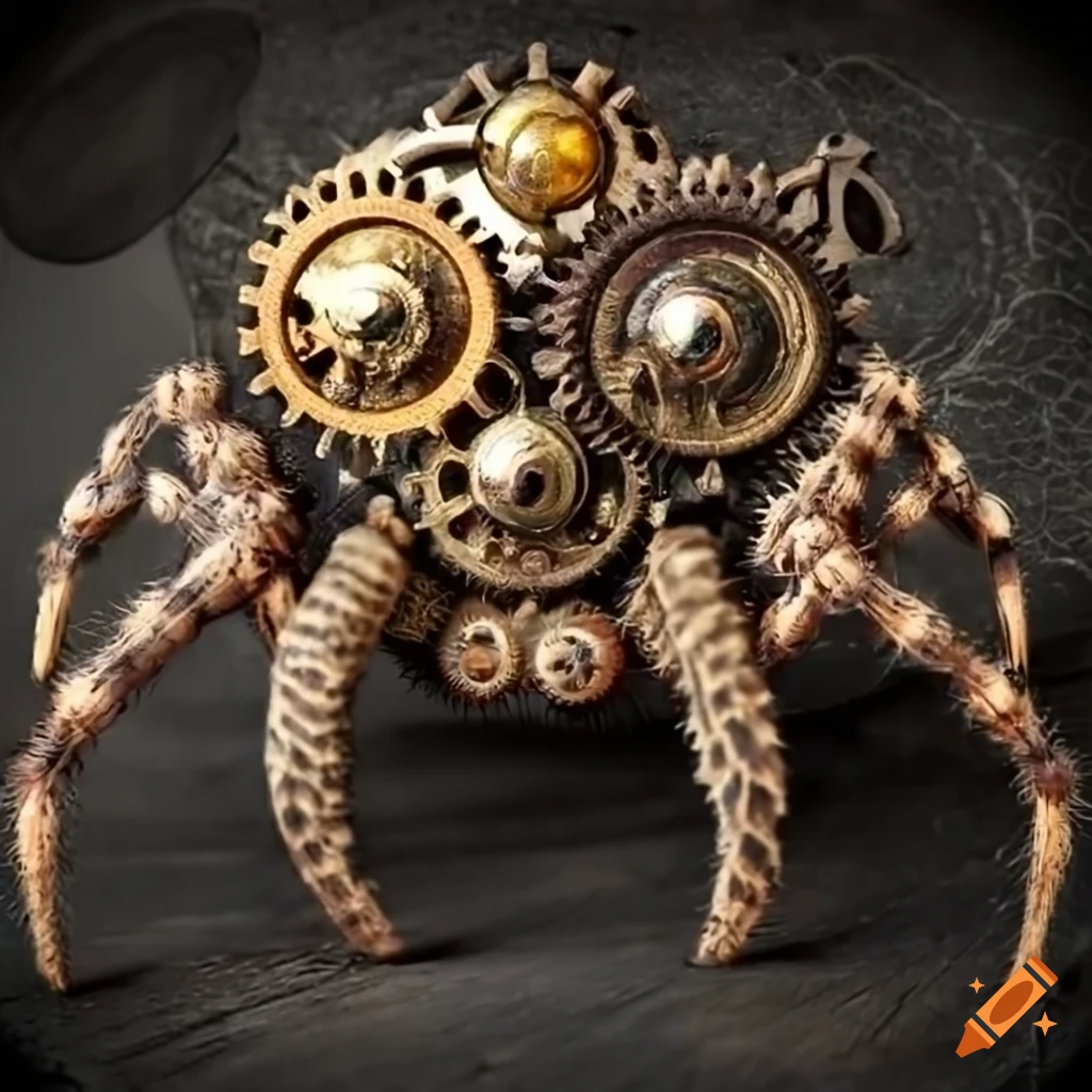 Detailed steampunk spider with intricate gear design on Craiyon