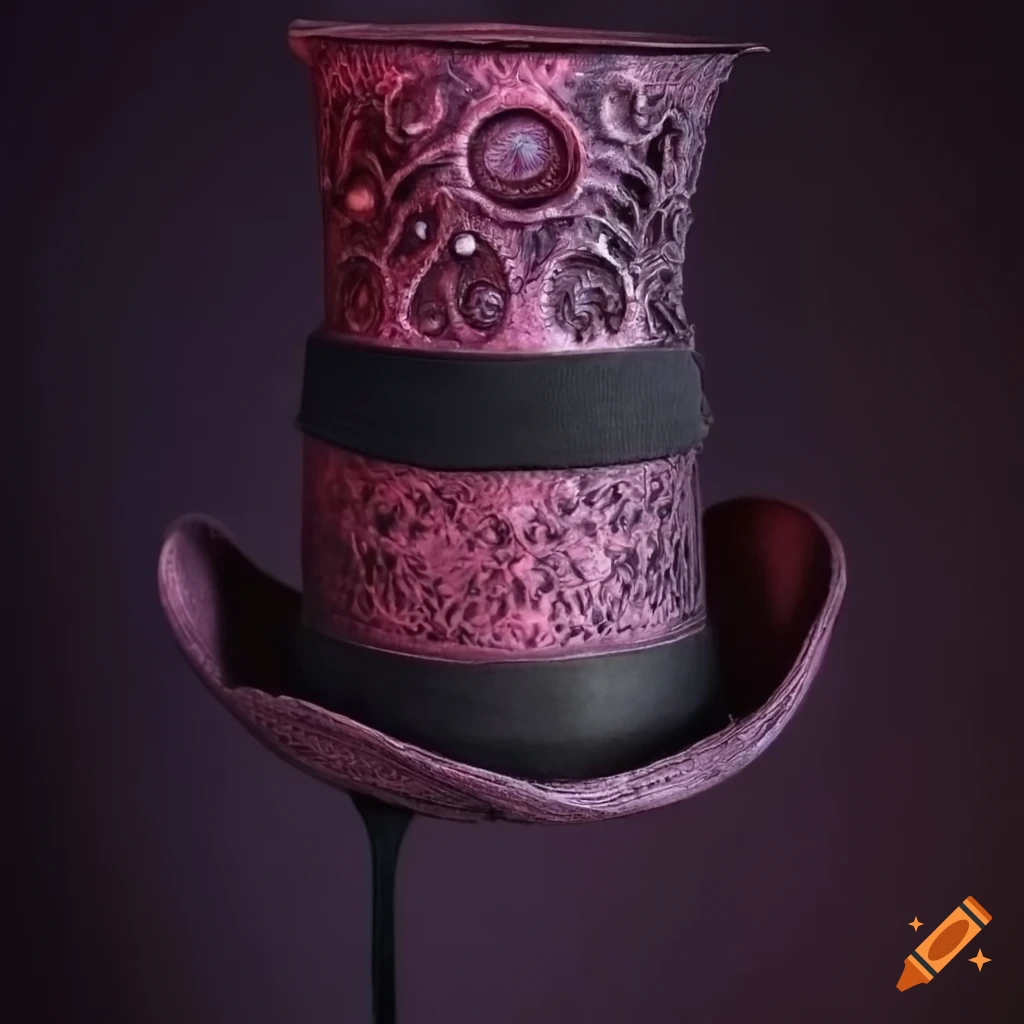 Intricate lovecraftian-themed top hat design on Craiyon