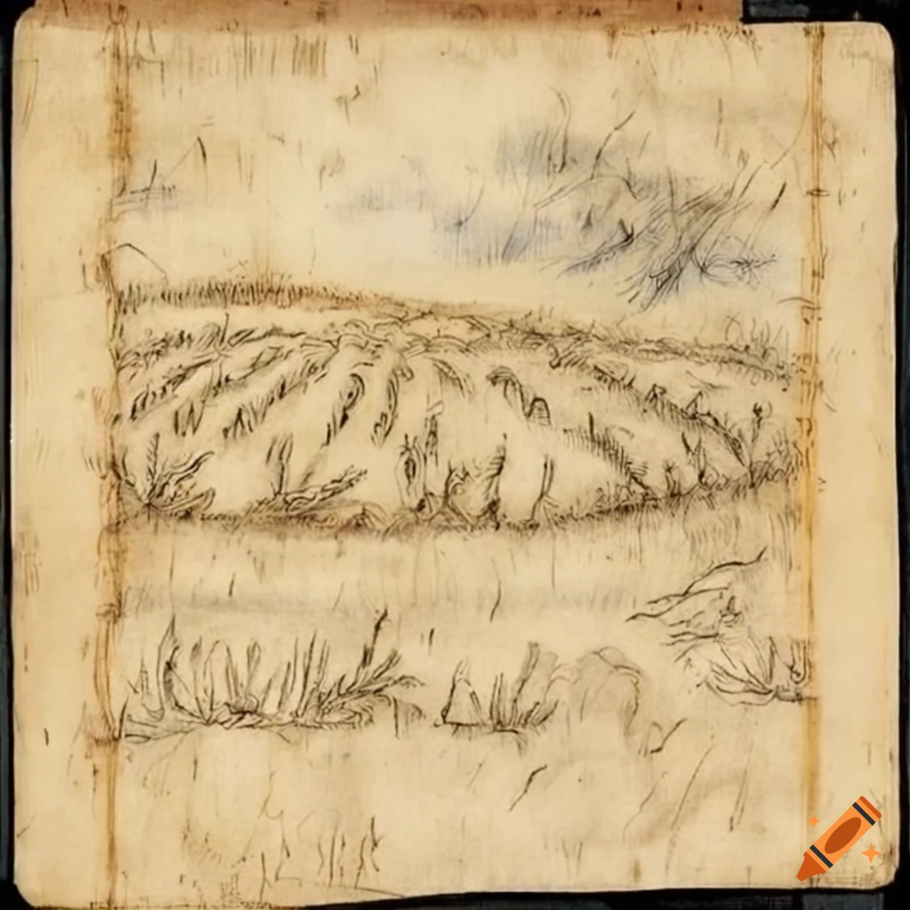 Medieval painting of wheat fields swaying in the wind on Craiyon