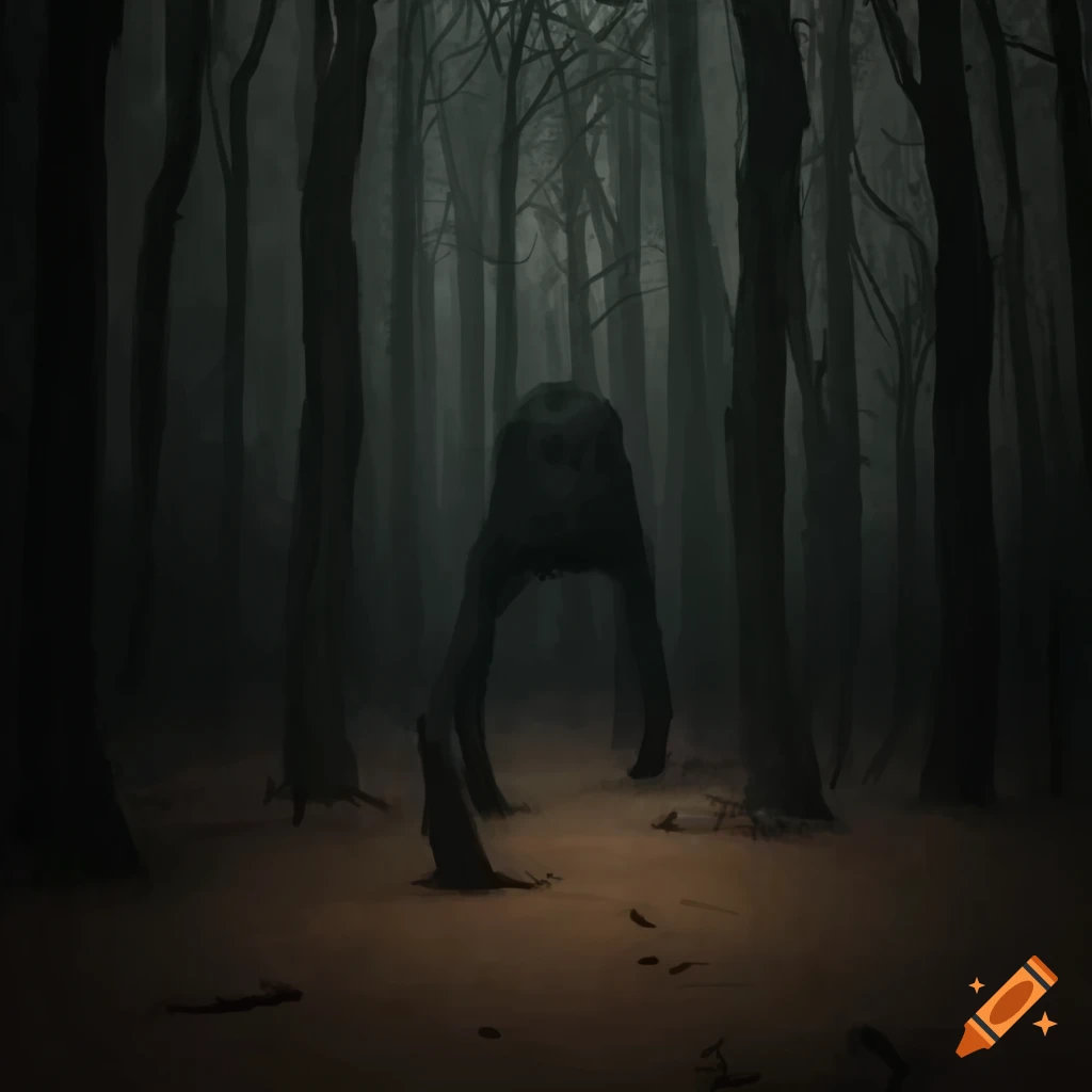 Haunting quadruped creature in a deserted forest in Trevor Henderson ...