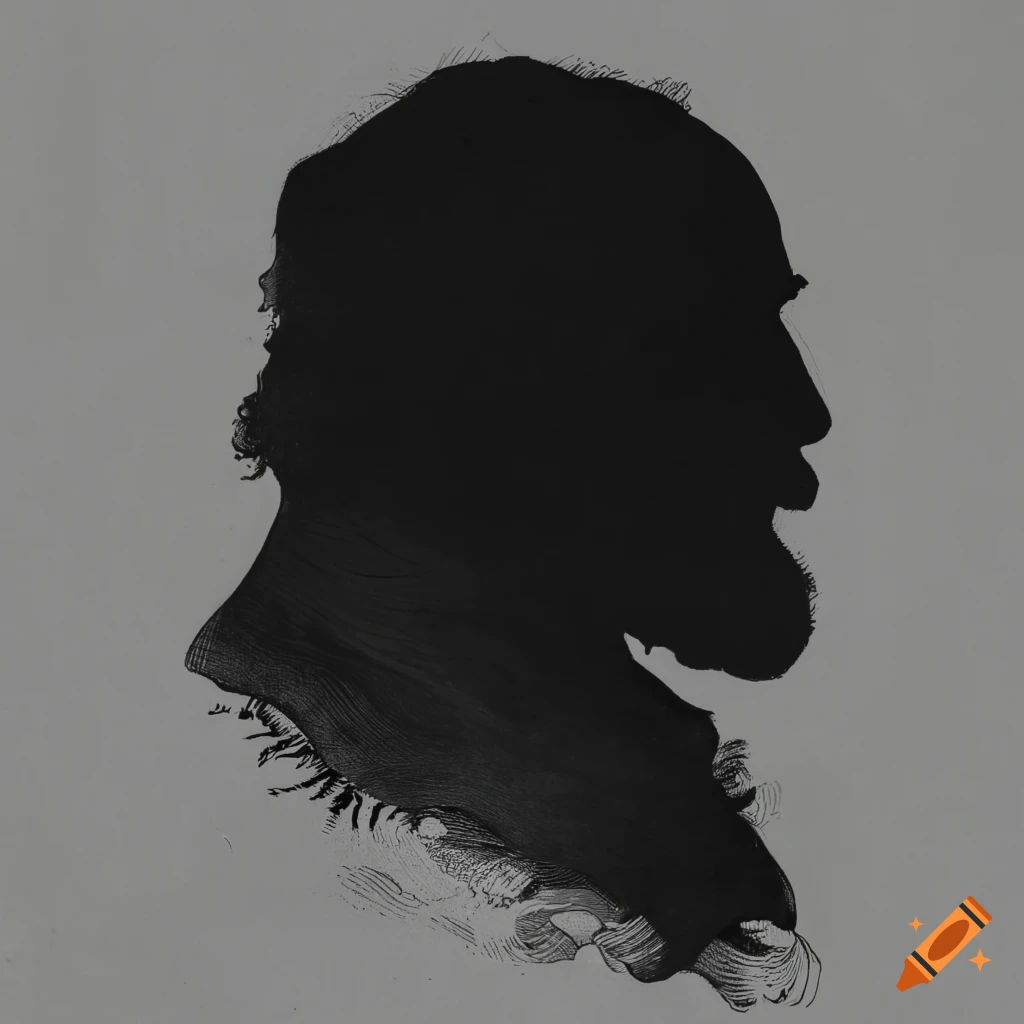 Portrait of charles darwin silhouette with bust of people's heads as ...