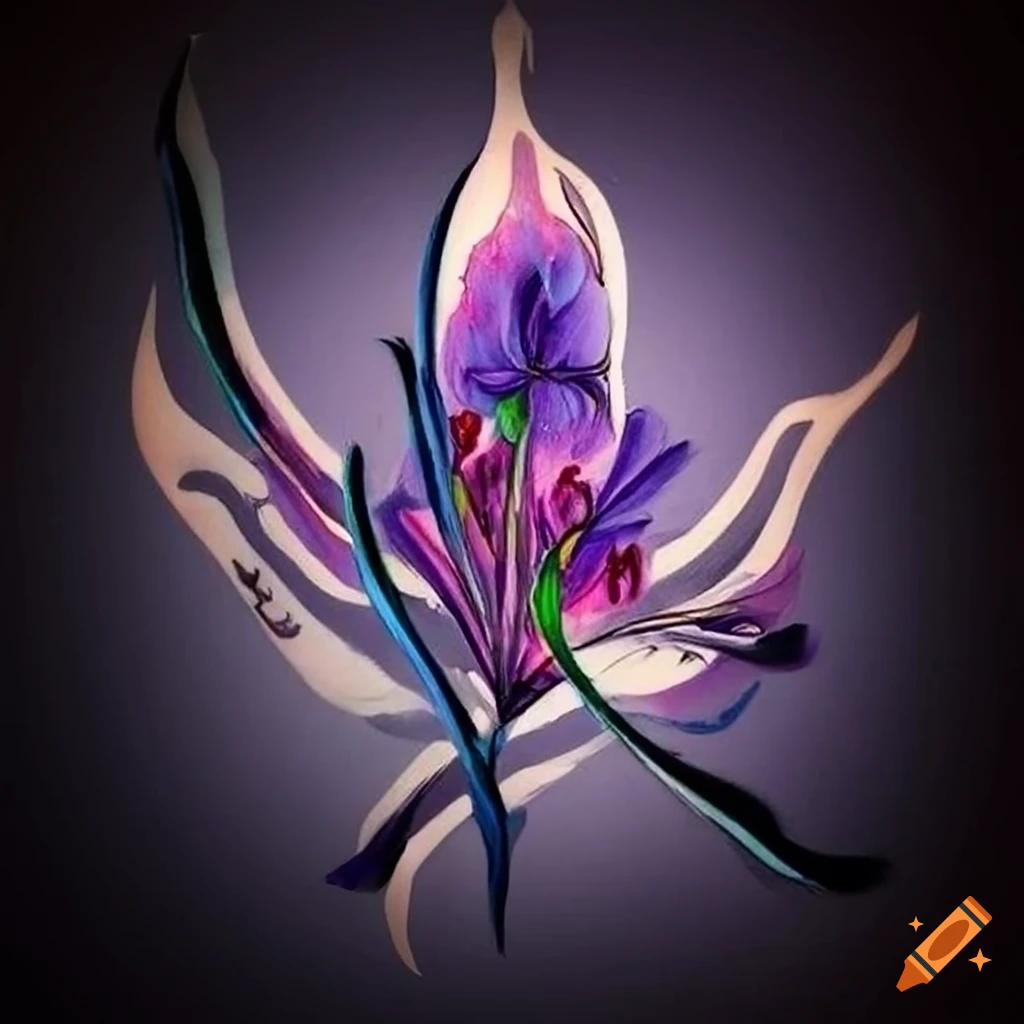 Saffron flower tattoo design emphasizing delicate petals and vibrant ...