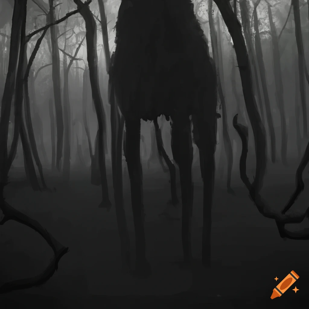 Haunting quadruped creature in a deserted forest in Trevor Henderson ...