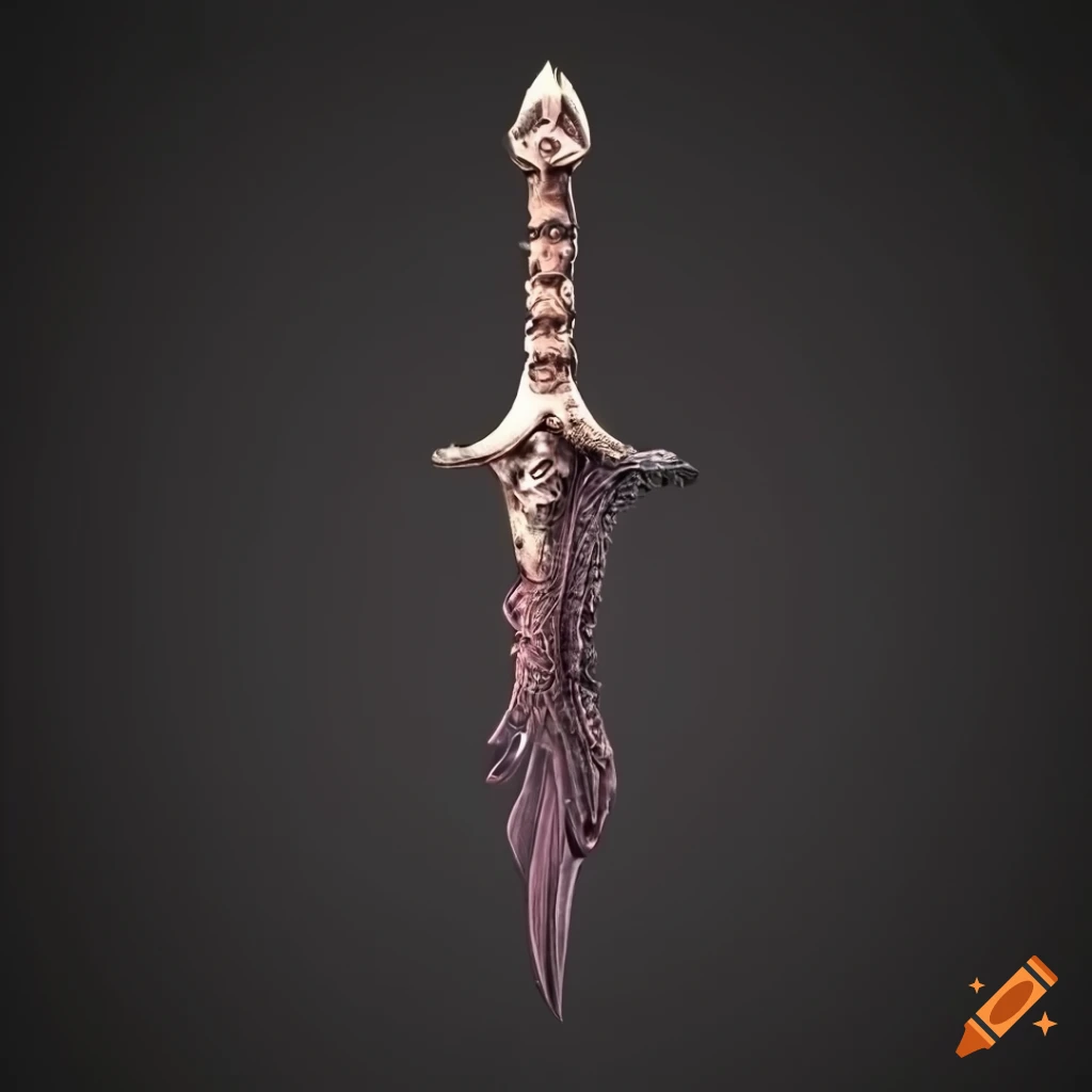 Intricately detailed lovecraftian metal dagger in 3d on Craiyon