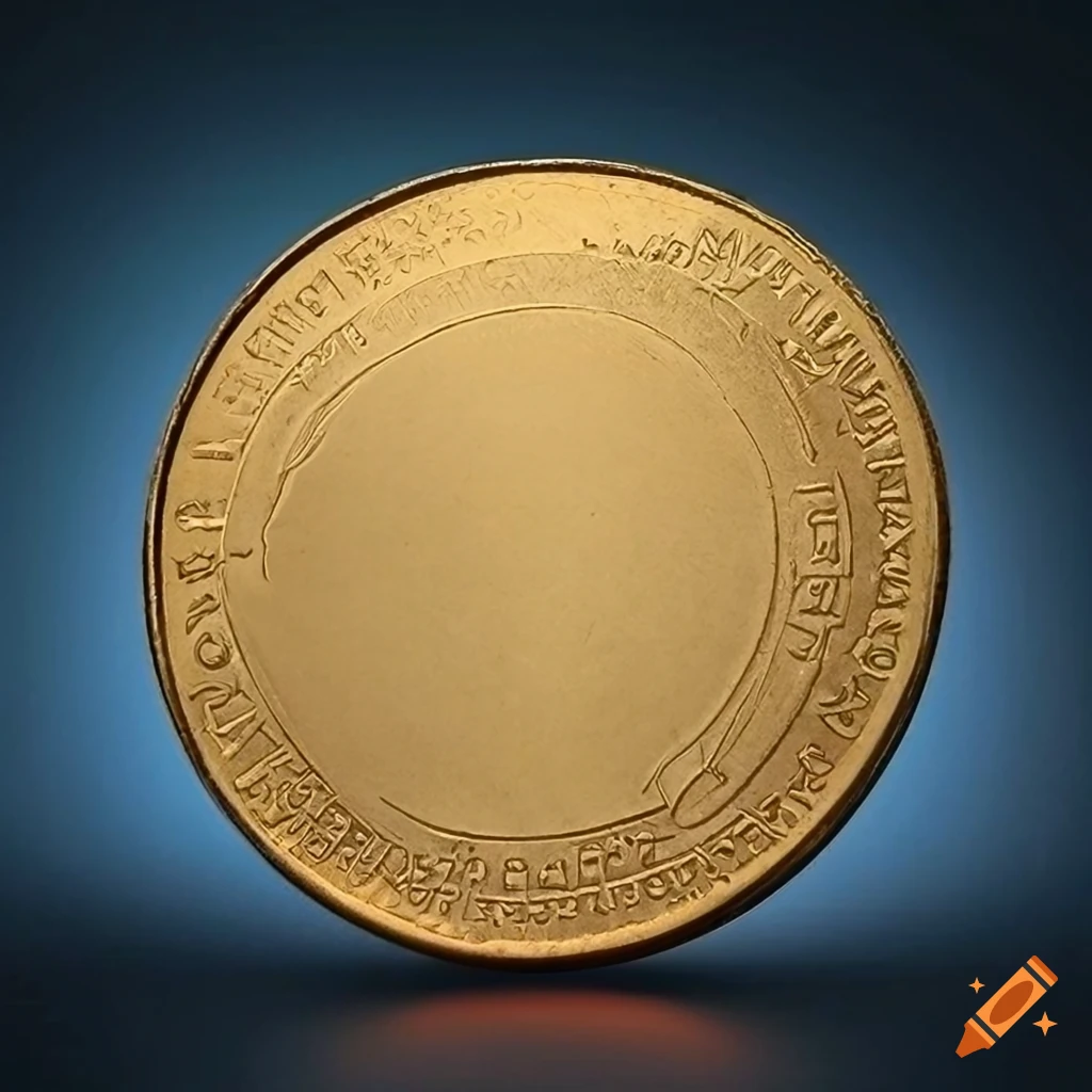 Large blank golden coin with smooth surface resembling polished gold on ...