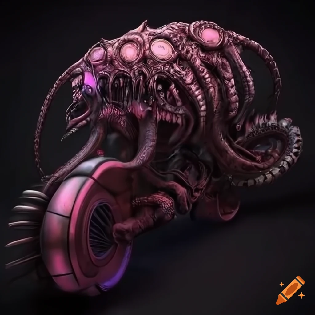 Lovecraftian-inspired cyberpunk motorcycle with Giger-esque tentacles ...