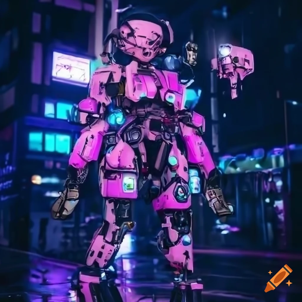 Futuristic cyberpunk mech design with harajuku style and hovering ...