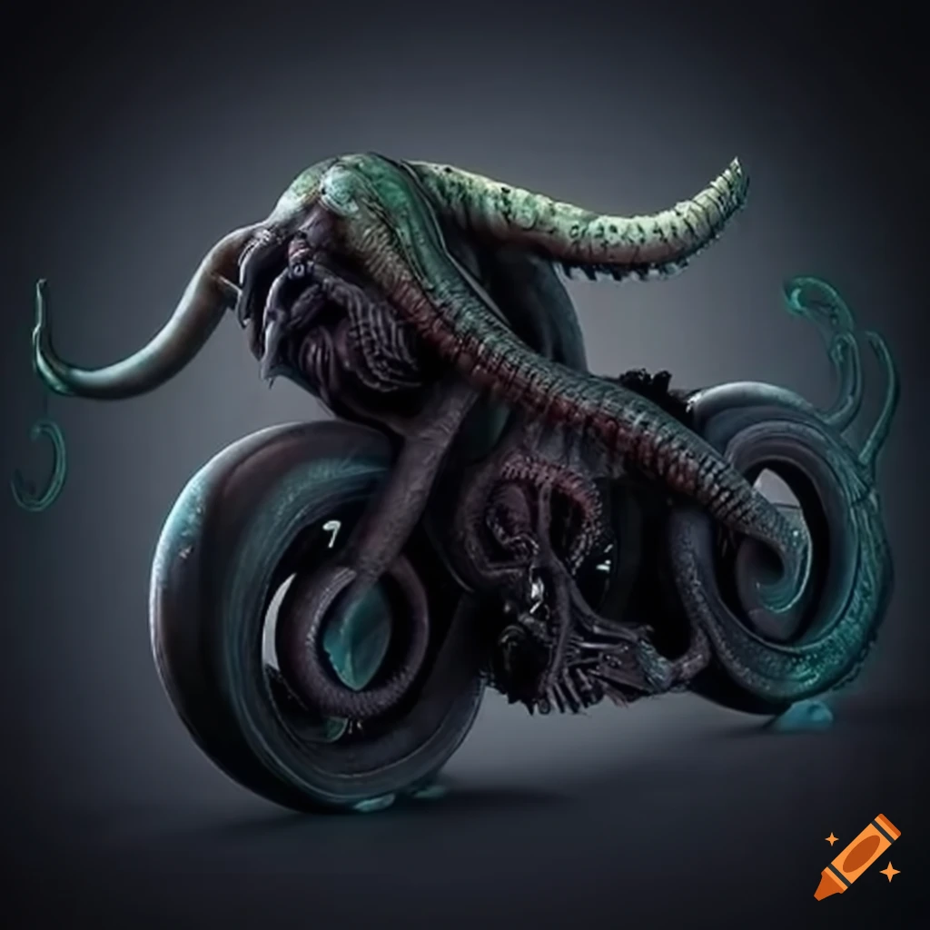 Unique lovecraftian cosmic horror motorcycle with giger-inspired ...