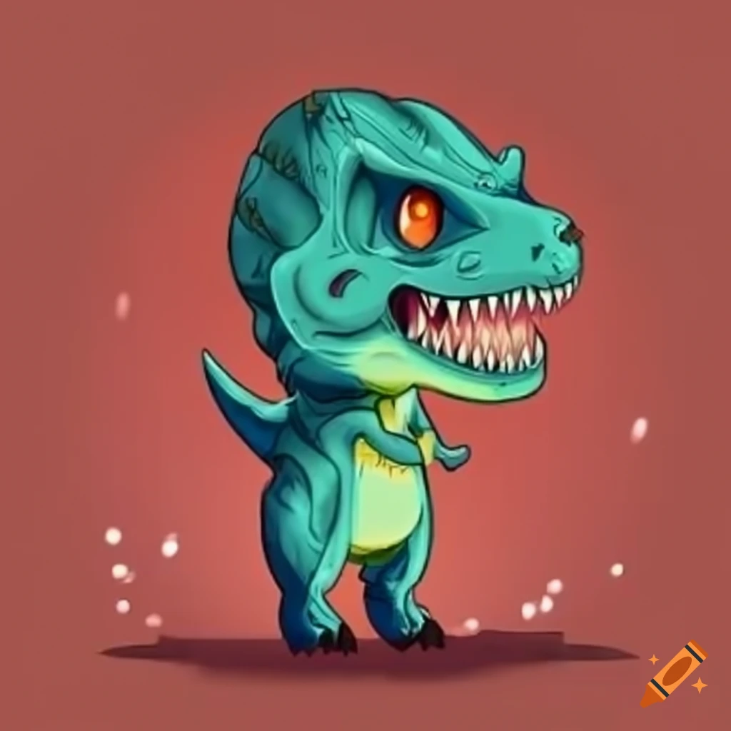Chibi full body illustration of a tyrannosaurus rex on Craiyon