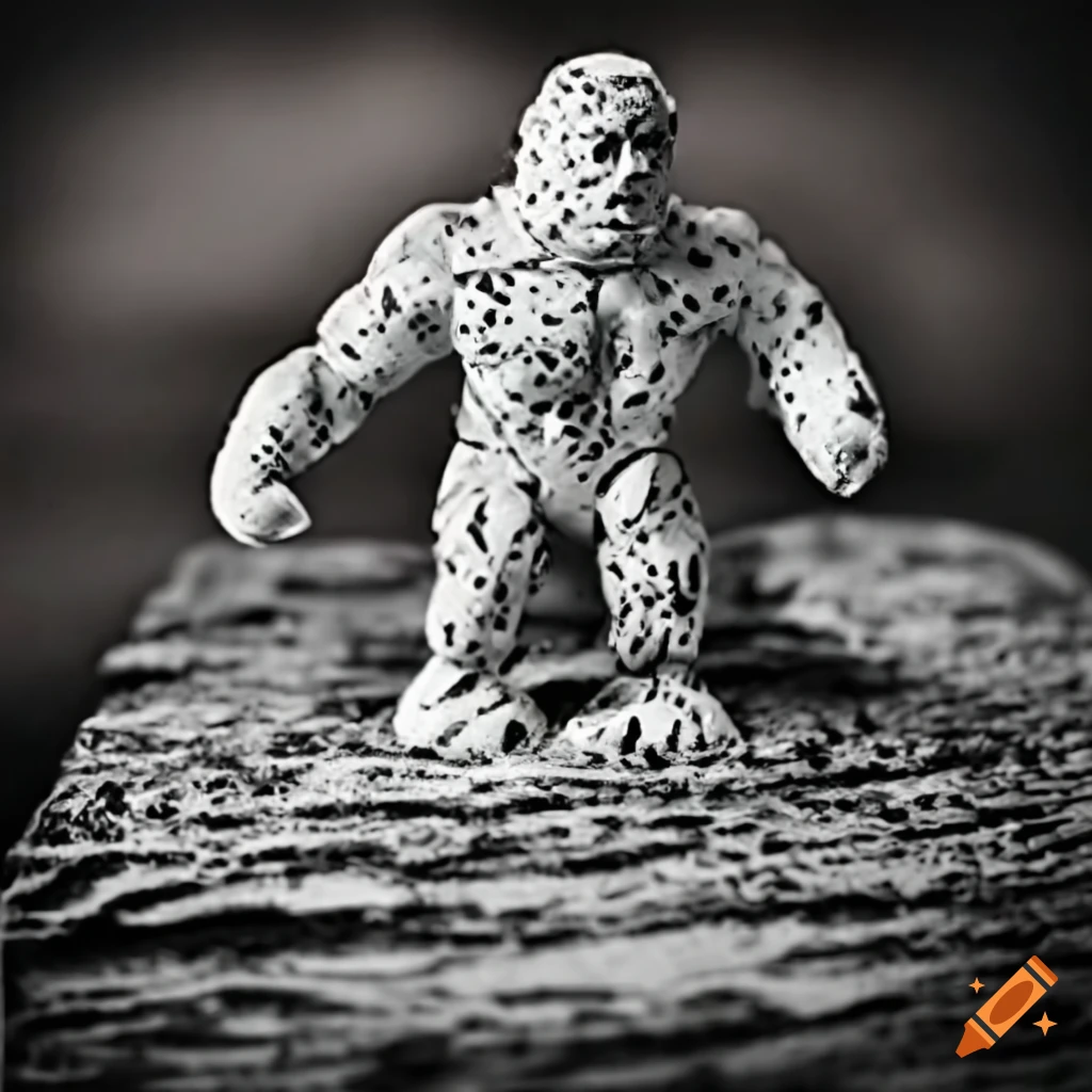 Black and white vintage theater scene with plastic figure wrestlers in ...