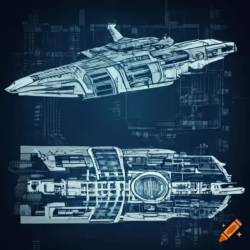 Iconic spaceship nostromo blueprint from alien movie on Craiyon
