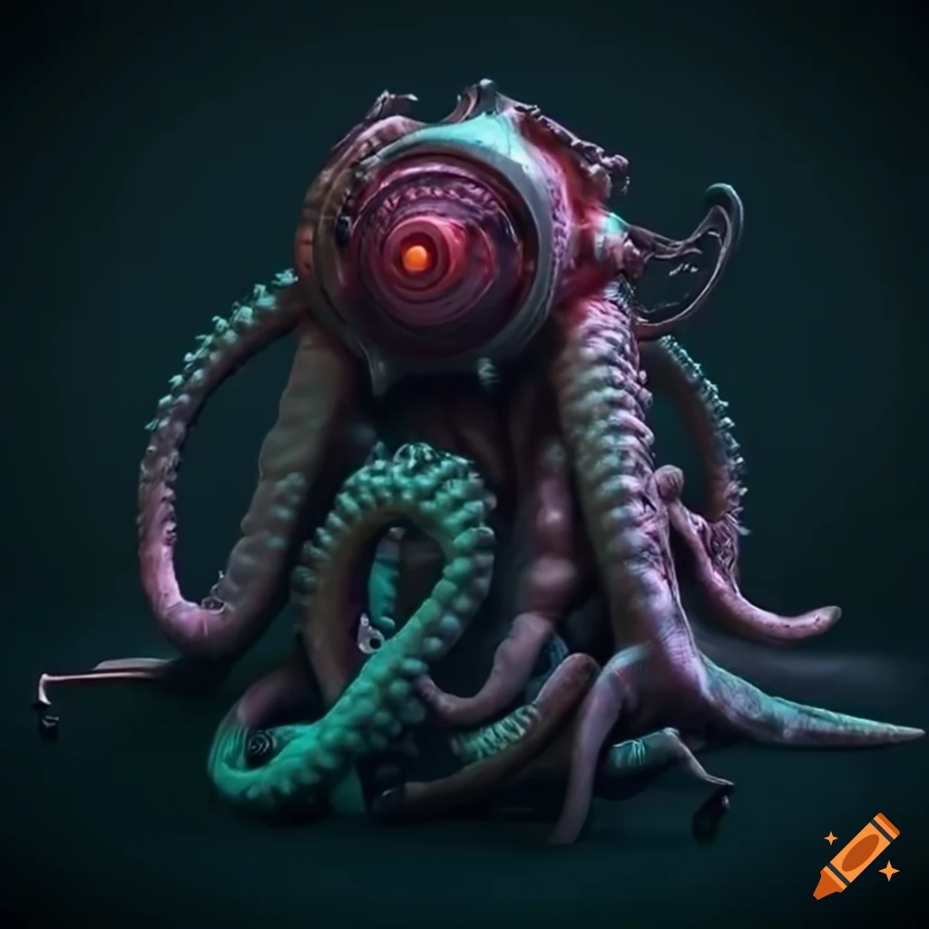 Lovecraftian cyberpunk chopper motorcycle with tentacles on Craiyon