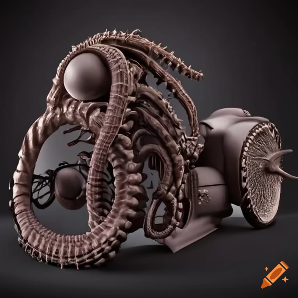 Lovecraftian-inspired motorcycle with Giger-esque tentacles in 3D on ...