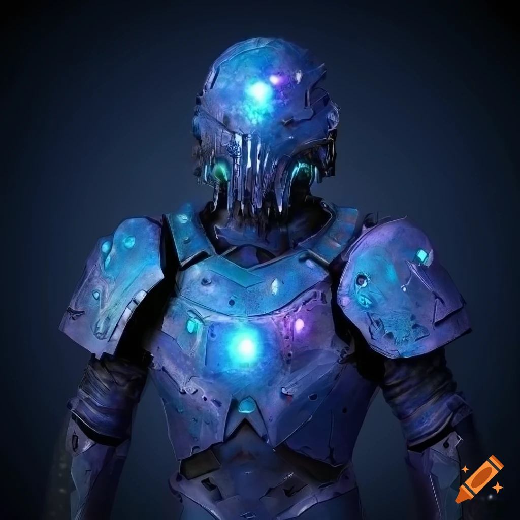 Intimidating lovecraftian cosmic power armor chest in HD 3D rendering ...