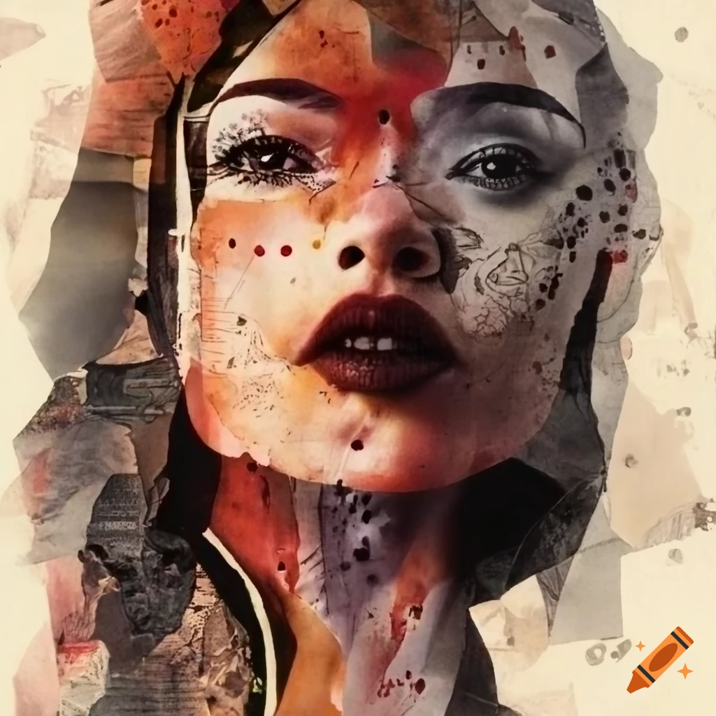 Collage artwork featuring photorealistic images of women with detailed ...