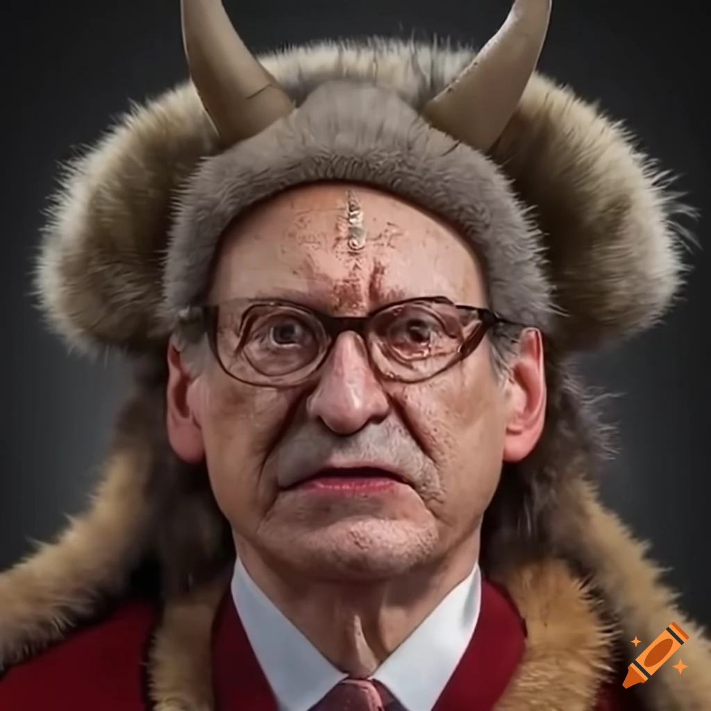 Satirical depiction of Justice Samuel Alito with a fur hat and horns on ...