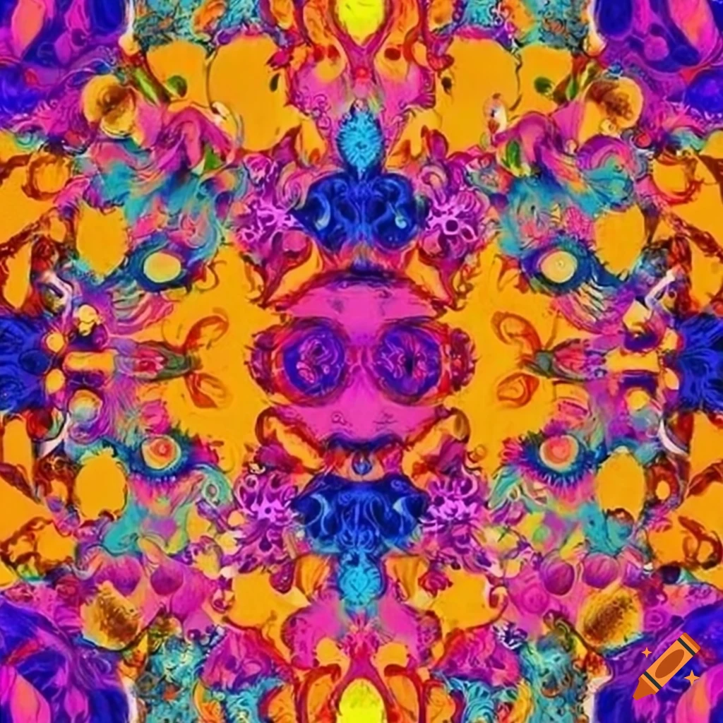 Psychedelic hippie 60s flower power peace pattern on Craiyon
