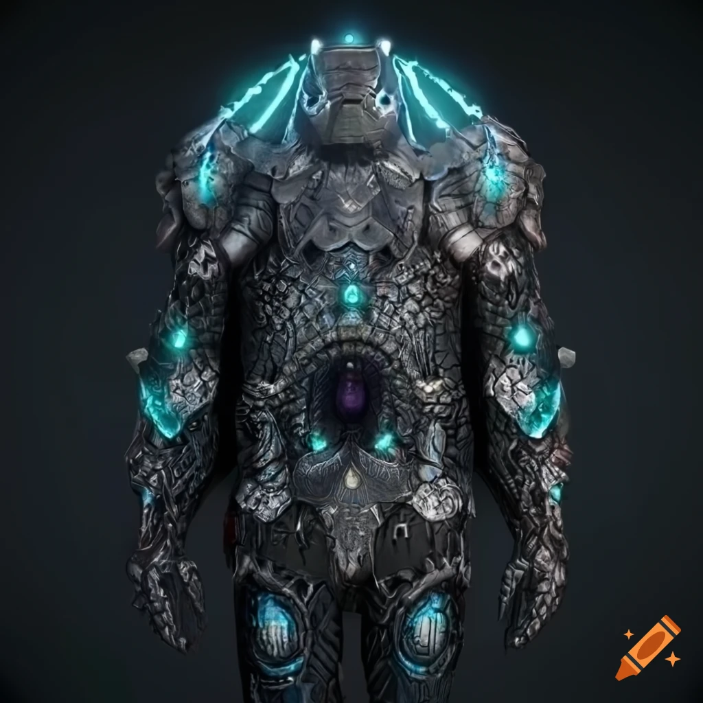 High definition sleek 3D rendered Lovecraftian cosmic arm armor on Craiyon