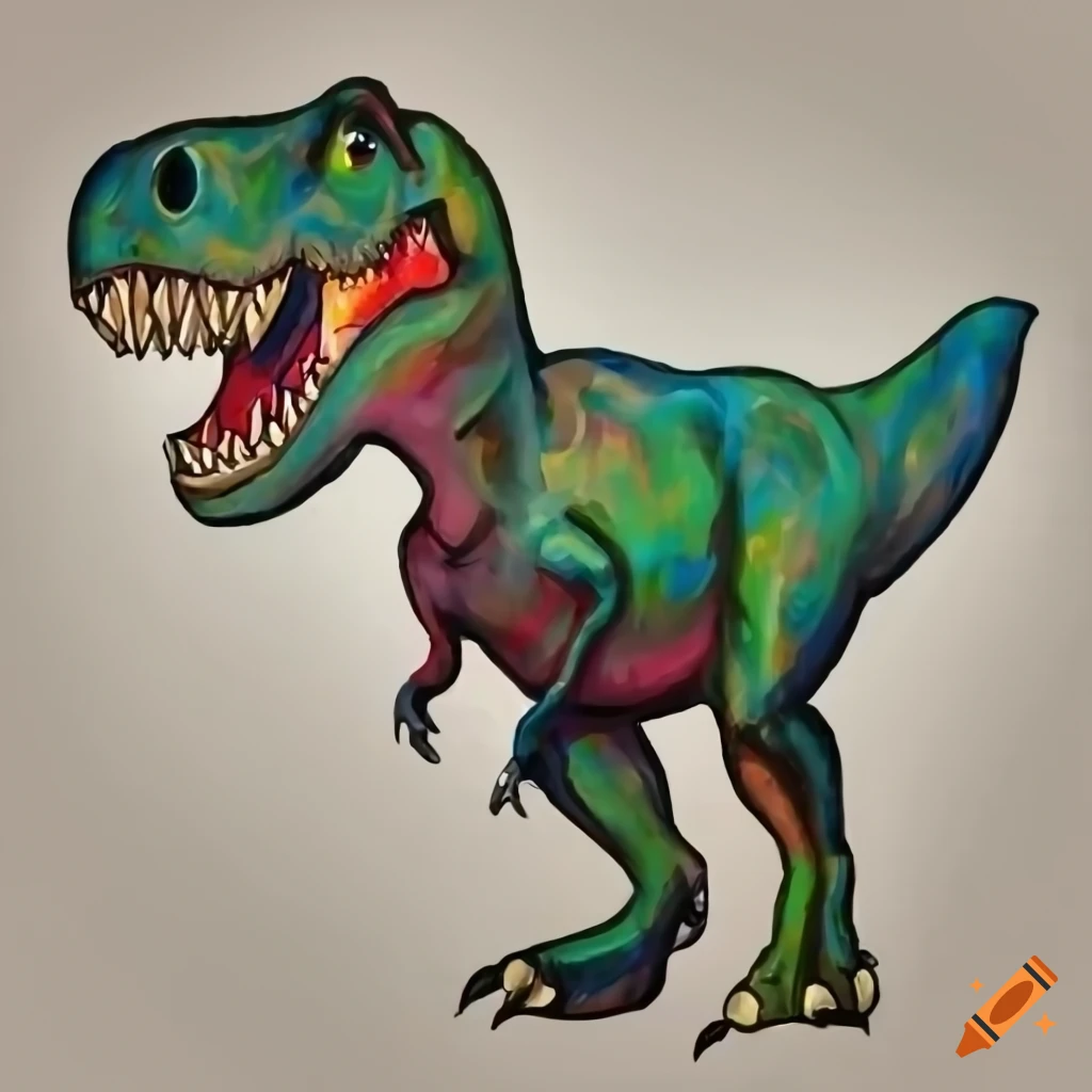 Chibi full body illustration of a tyrannosaurus rex on Craiyon