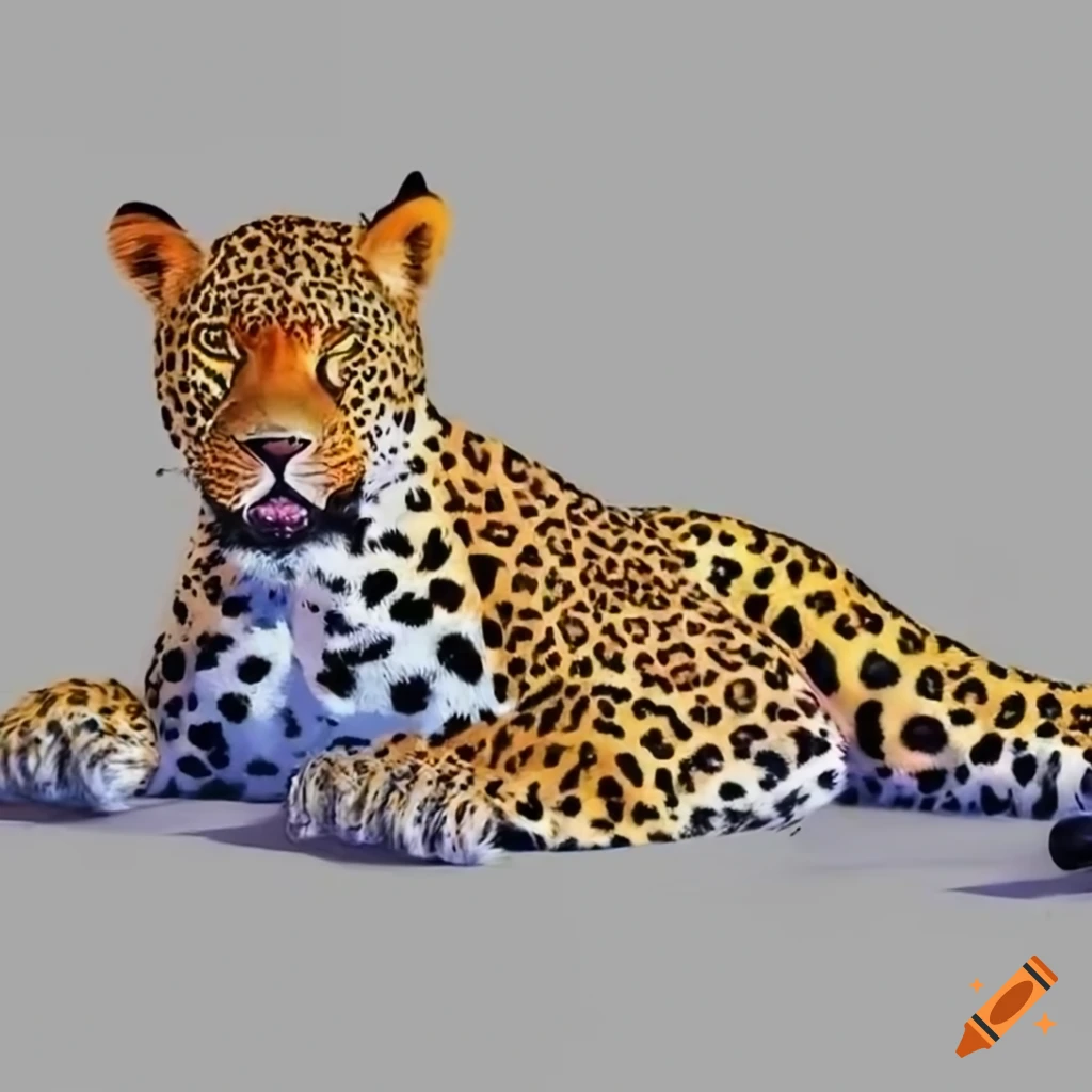 Leopard posing regally against a white backdrop on Craiyon