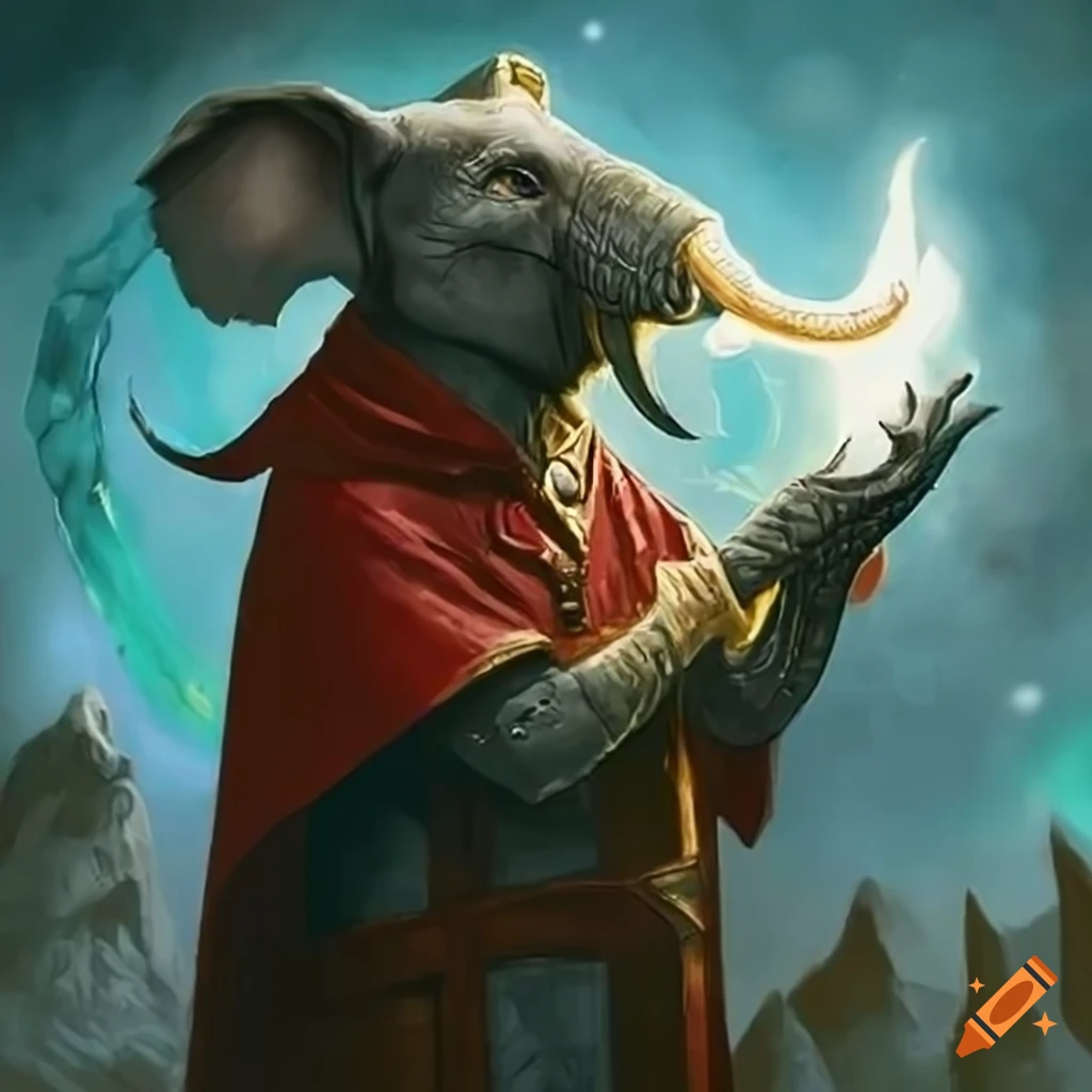 Anthropomorphic elephant wizard with starry cape in Magic the Gathering ...