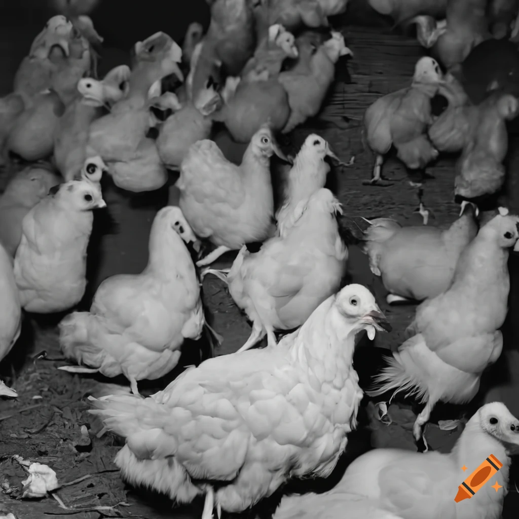 Jelly fungus chicken shadow monster with swarming chickens and trash in ...