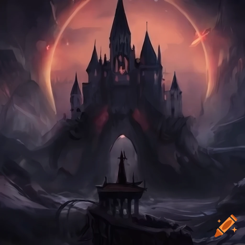 Dark anime fantasy castle on Craiyon