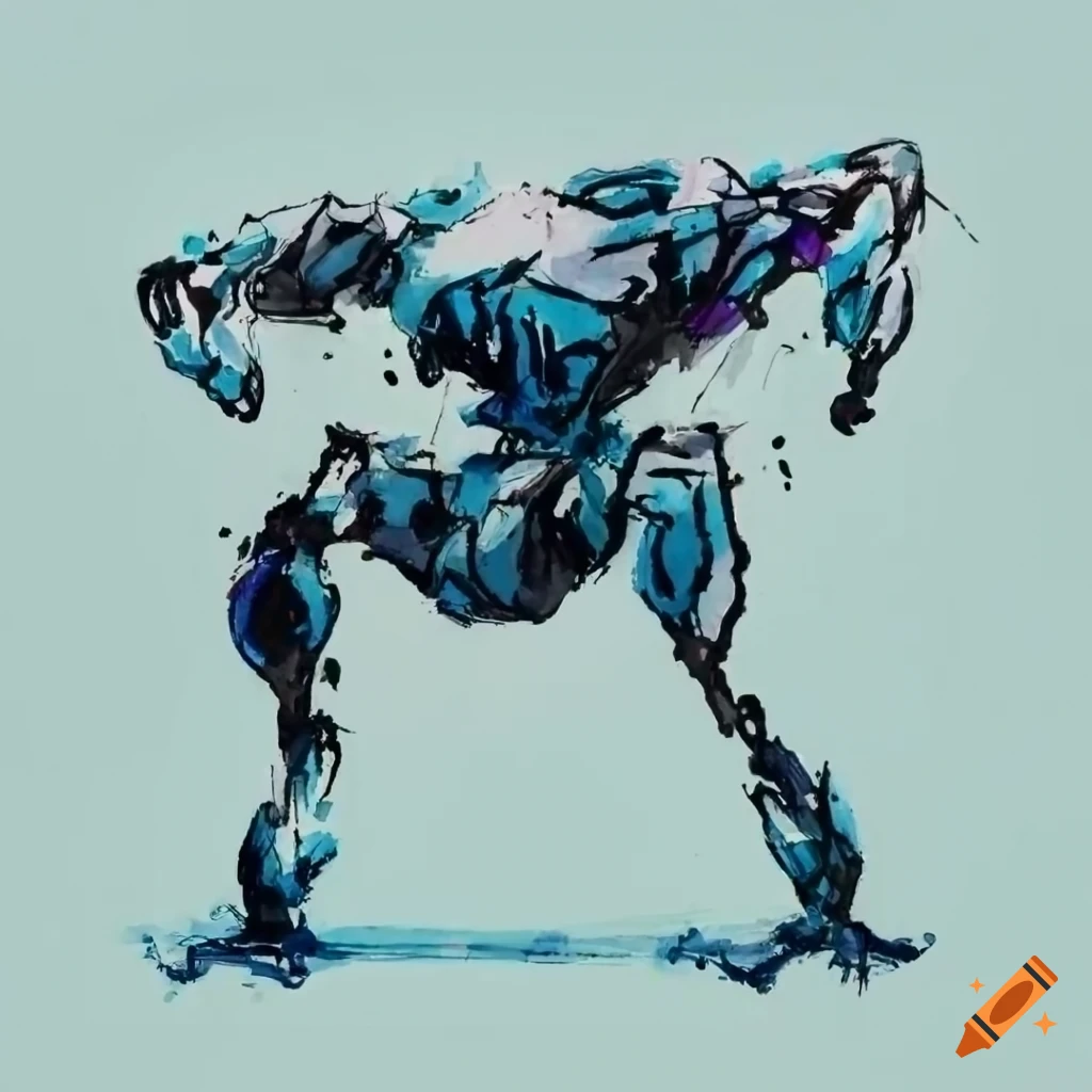 Mech humanoid in 1990s heavy metal militarized aesthetic on Craiyon