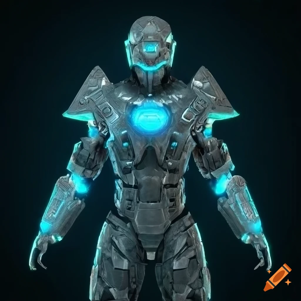 Sleek lovecraftian cosmic power armor chest in high definition 3D ...