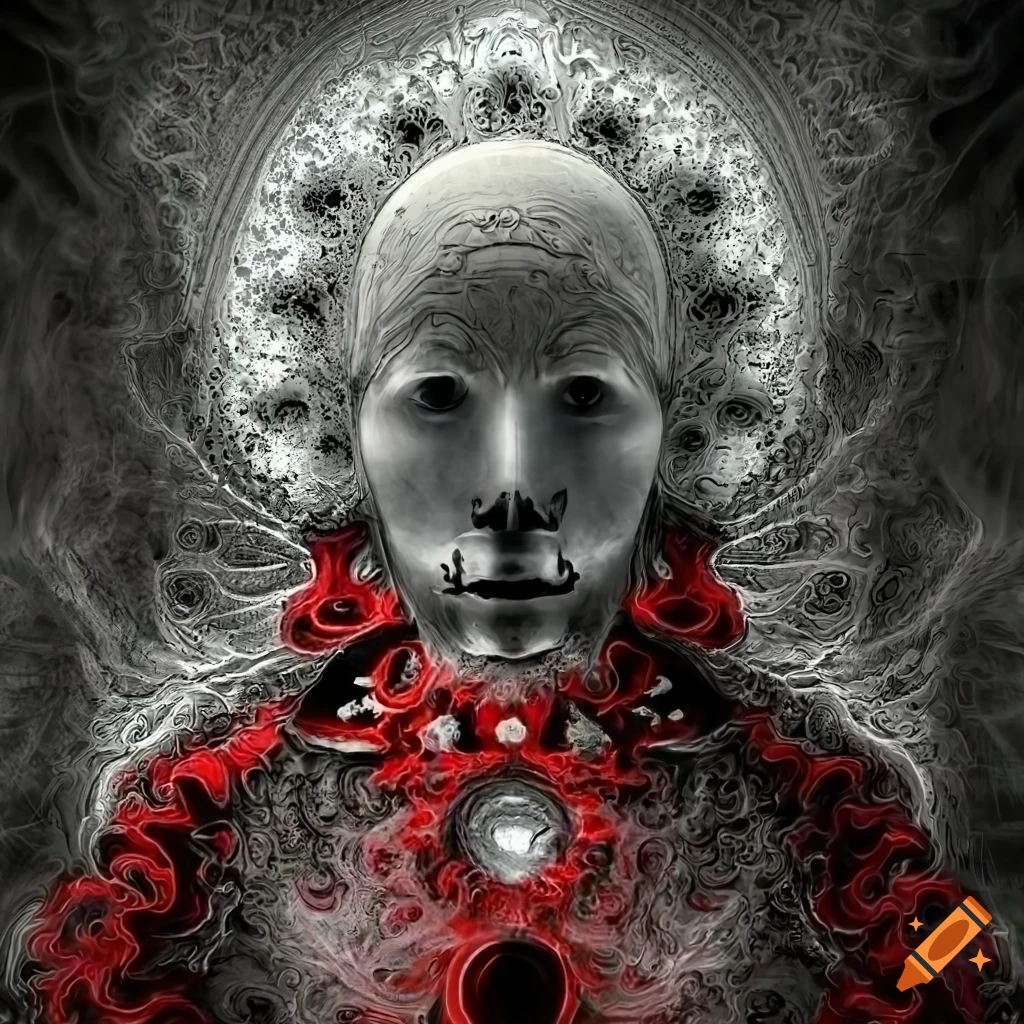 Greyscale baroque neoclassical gothic art featuring a red baron in a ...