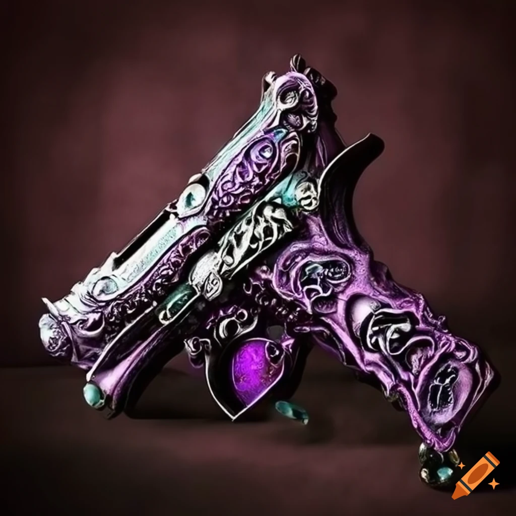 Dreamy lovecraft-inspired pistols with intricate gothic detailing on ...