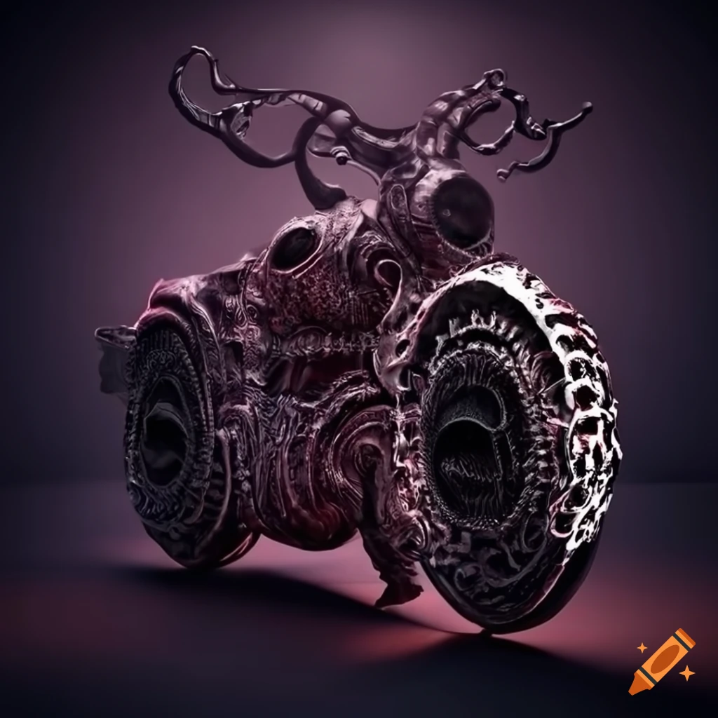 Unique motorcycle inspired by cosmic horror with tentacles in a 3d ...