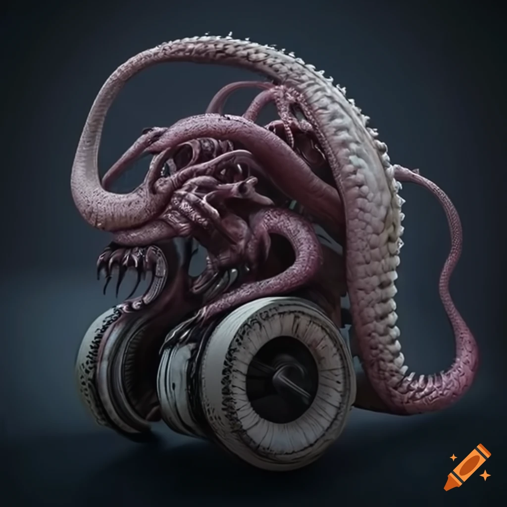 Terrifying lovecraftian flying motorcycle with giger-esque tentacles in ...