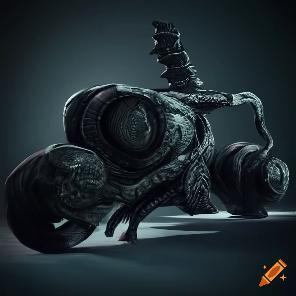 Terrifying 3D render of Lovecraftian cyberpunk motorcycle with Giger ...