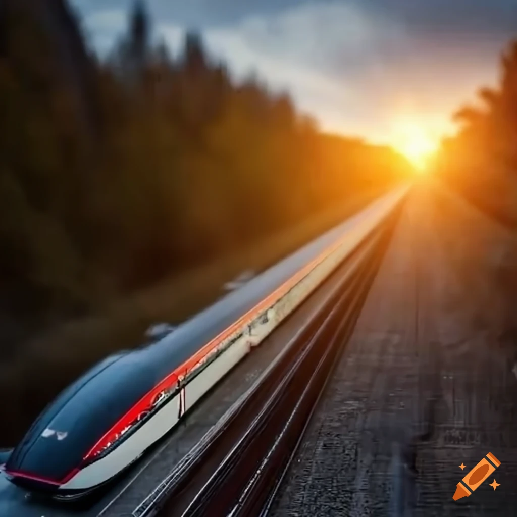 Stanford Torus space station near a red dwarf star with a Transrapid TR ...