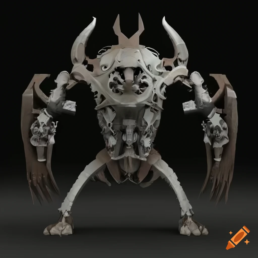 Imposing 3d model of a lovecraftian-inspired mechanical creature on Craiyon