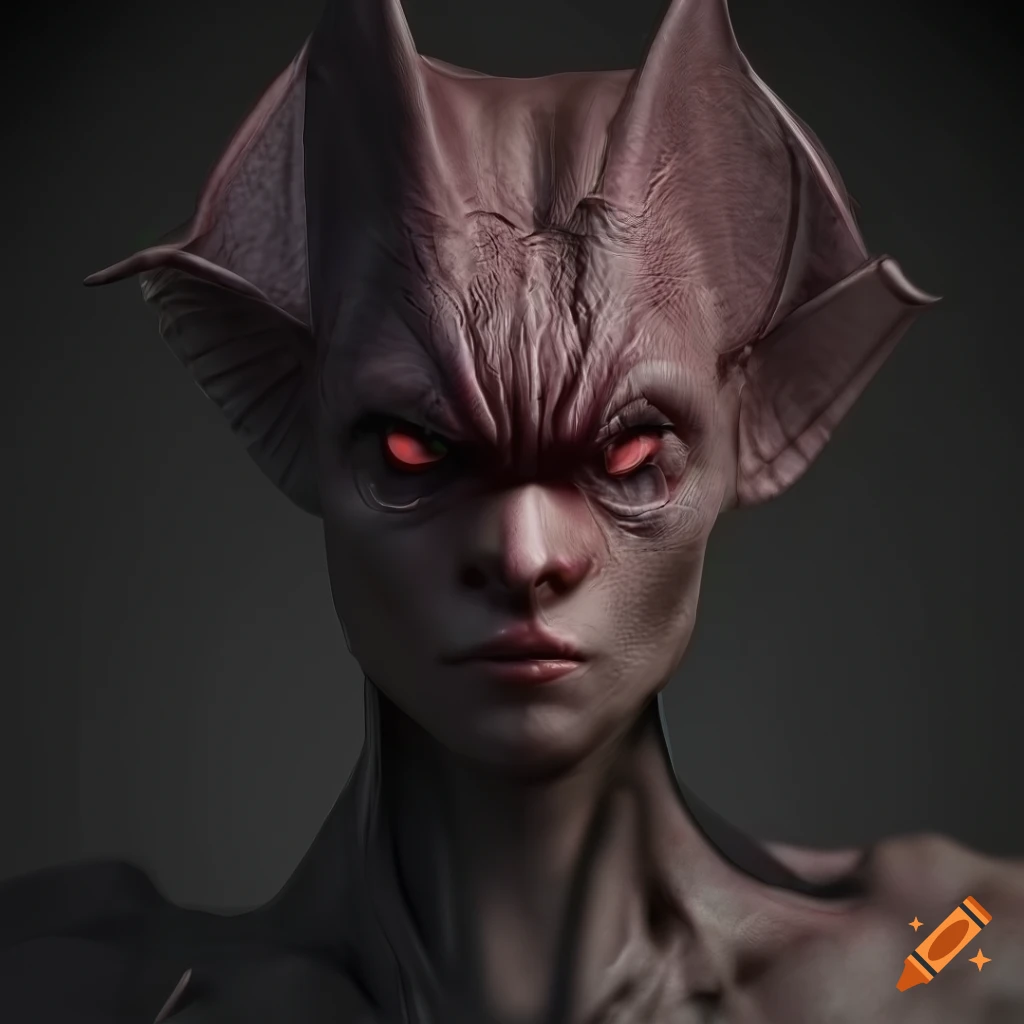Bat-human hybrid 3d model on Craiyon