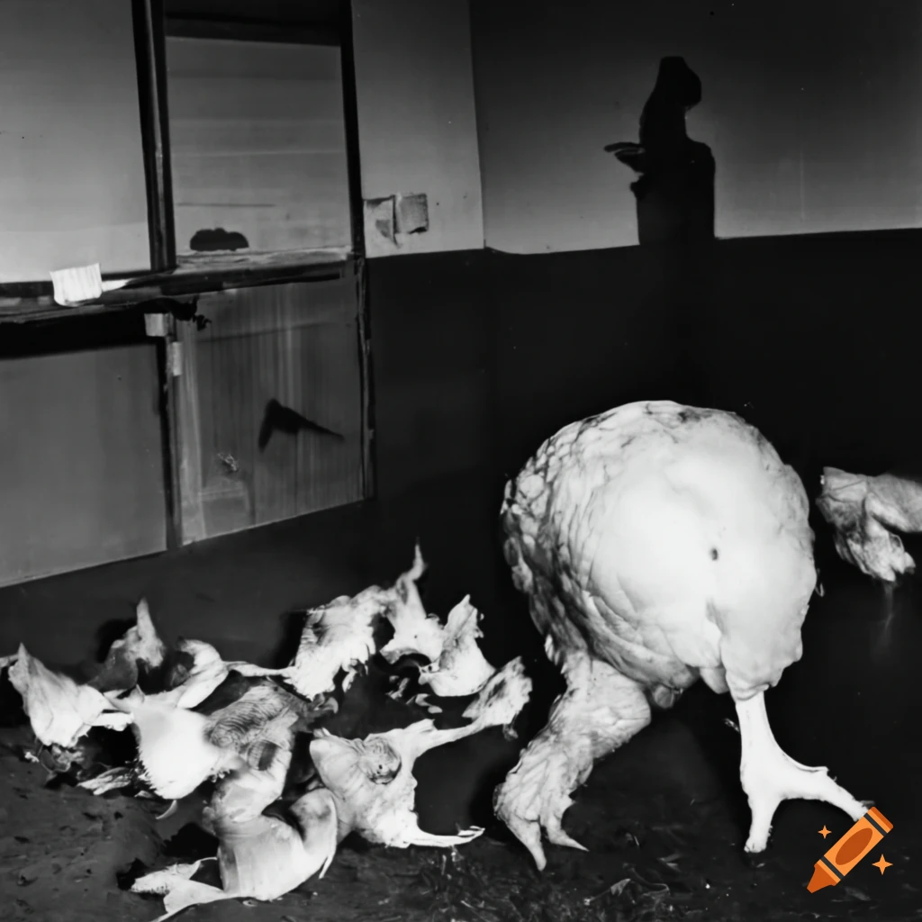 Unusual scene of a chicken surrounded by small chicks and trash in an ...
