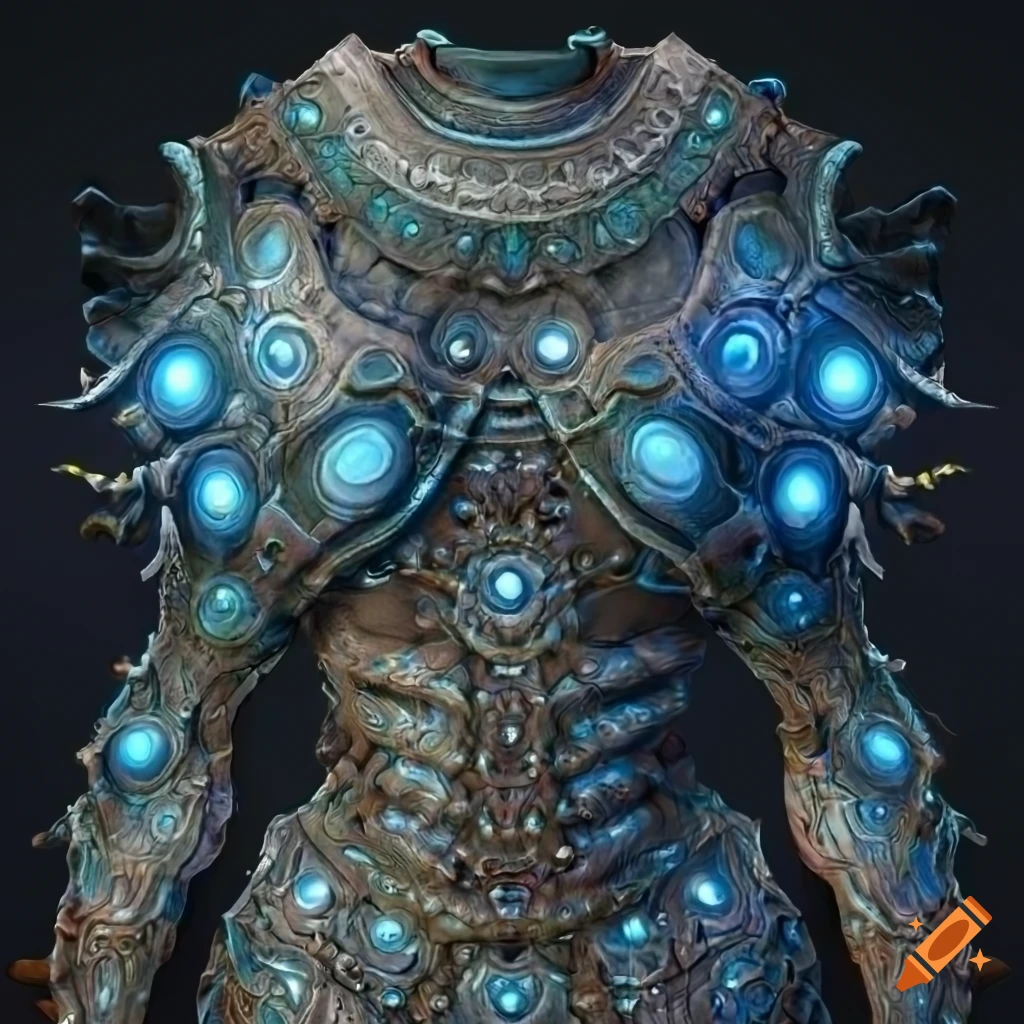 Sleek 3d rendered cosmic chest armor inspired by lovecraftian themes on ...