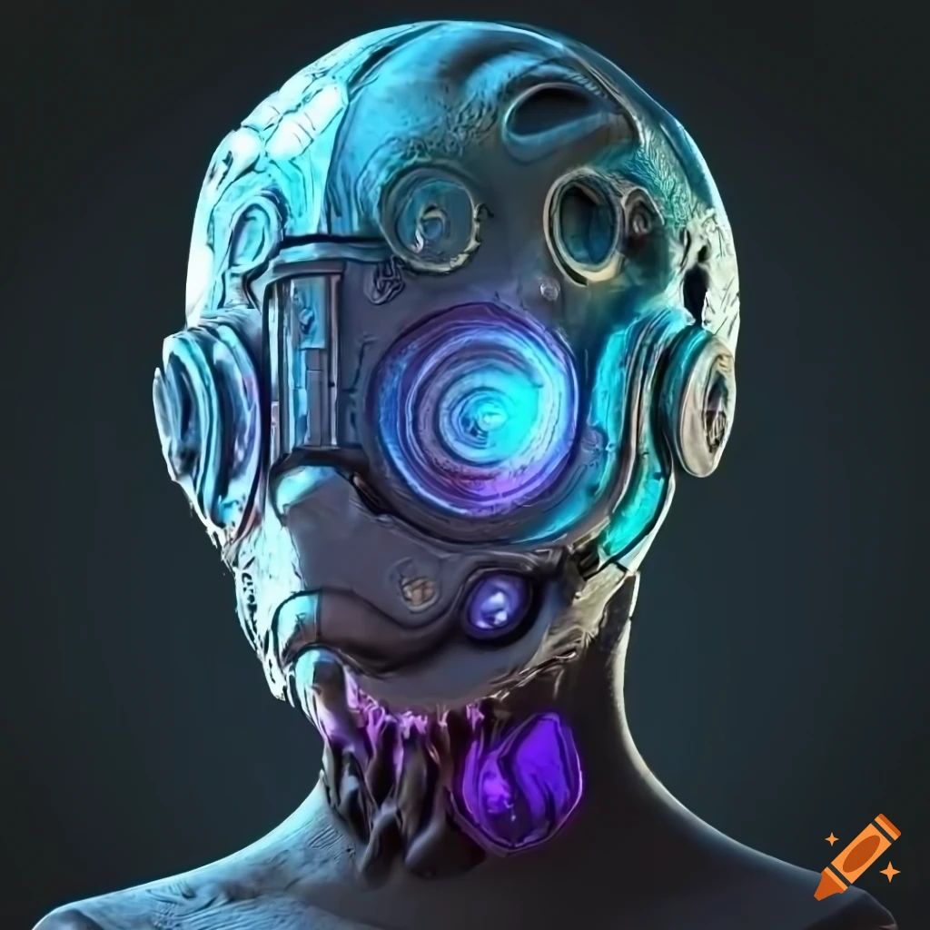 Cosmic Lovecraftian Cyberpunk Helmet 3D Model on Craiyon