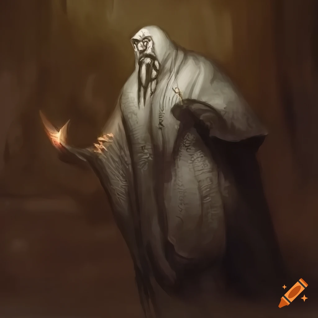 Elephant-faced wizard in a magical setting on Craiyon