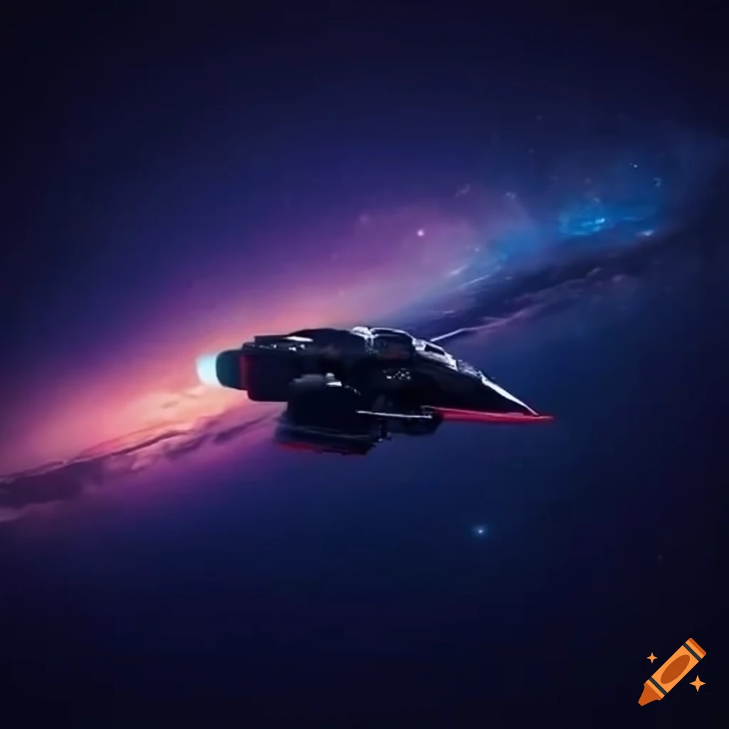 Modern spaceship soaring through a star-filled sky on Craiyon