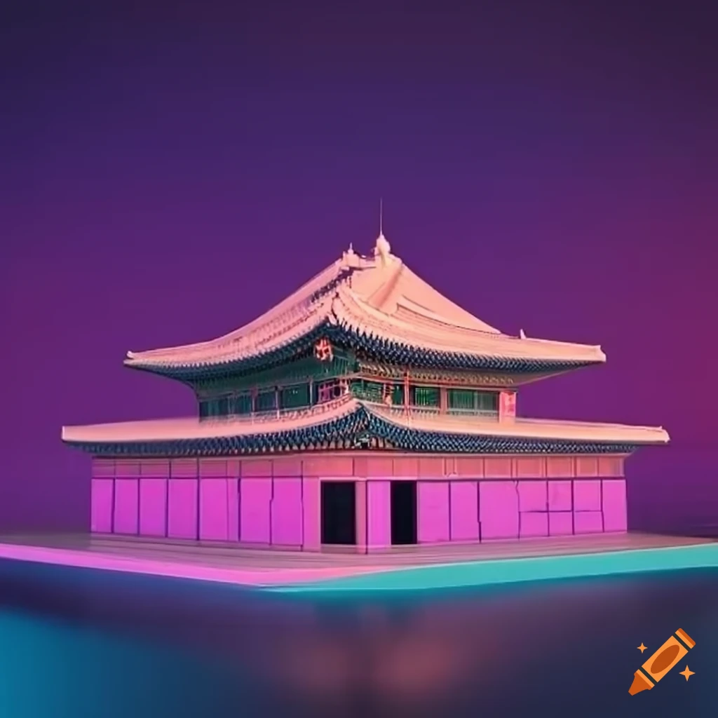 Futuristic 3D model of modern Seoul with Gyeongbokgung Palace on Craiyon