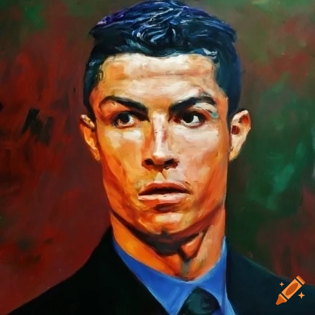 Cristiano Ronaldo self-portrait painted by Claude Monet on Craiyon